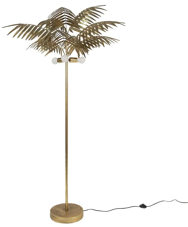 Zlatá antik stojací lampa ve tvaru palmy Pivon - Ø 107*193 cm E27/max 3*60W