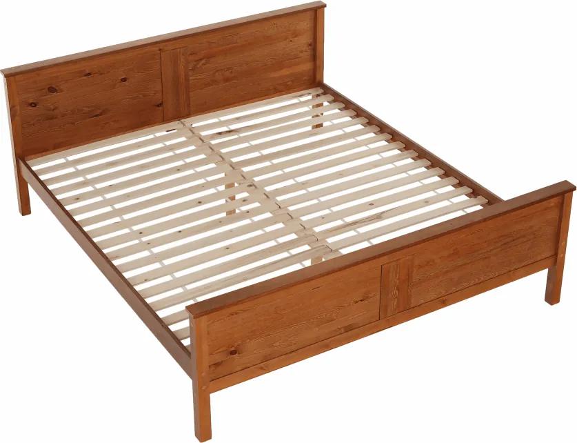 Tempo Kondela Masivní postel PROVO 160x200, borovicové dřevo v odstínu dub