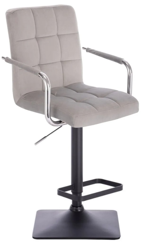 LuxuryForm DESIGN Barová židle VERONA VELUR na černé hranaté podstavě - světle šedá