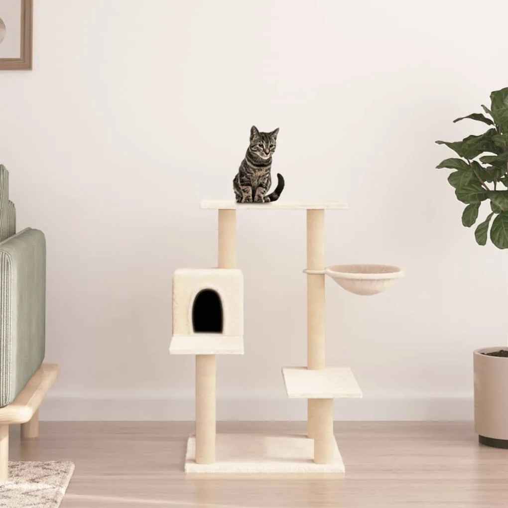 Škrabadlo pro kočky se sisalovými sloupky krémové 82,5 cm 172385