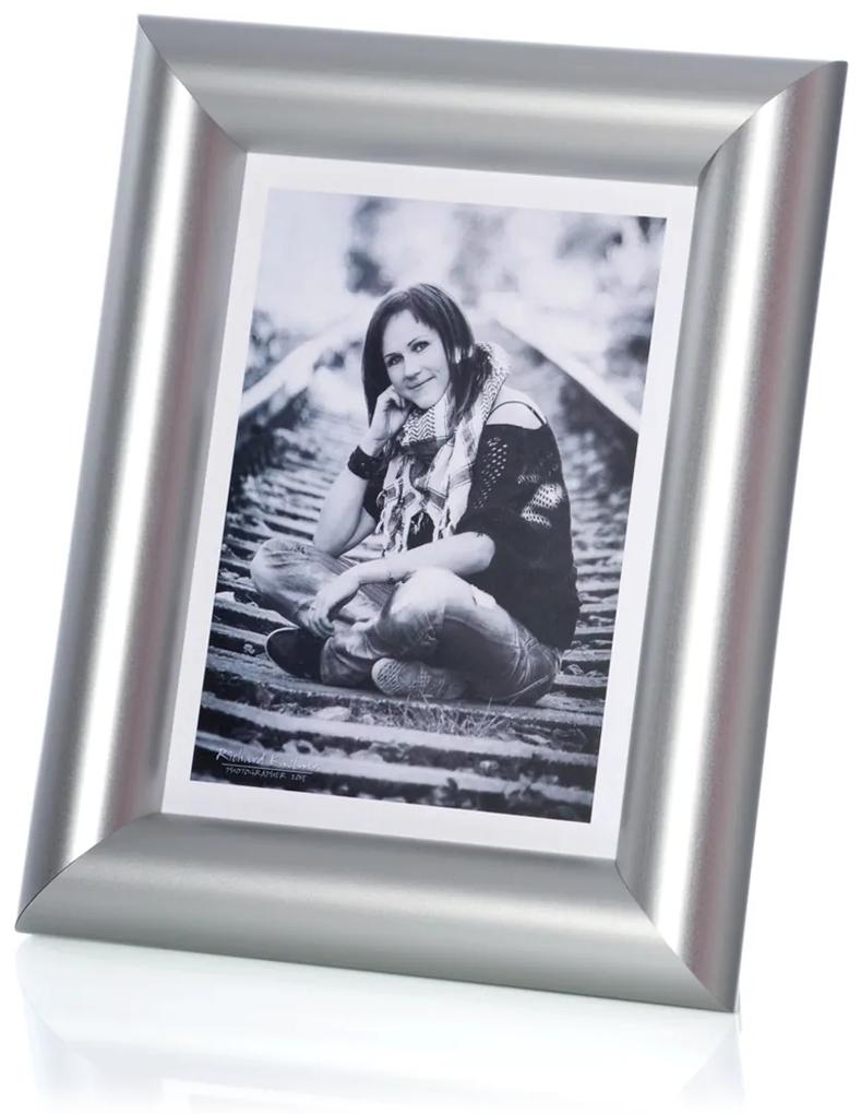 Fotorámeček kovový - stříbrný mat na fotky: 30x45cm, zasklení: Sklo | BIANO