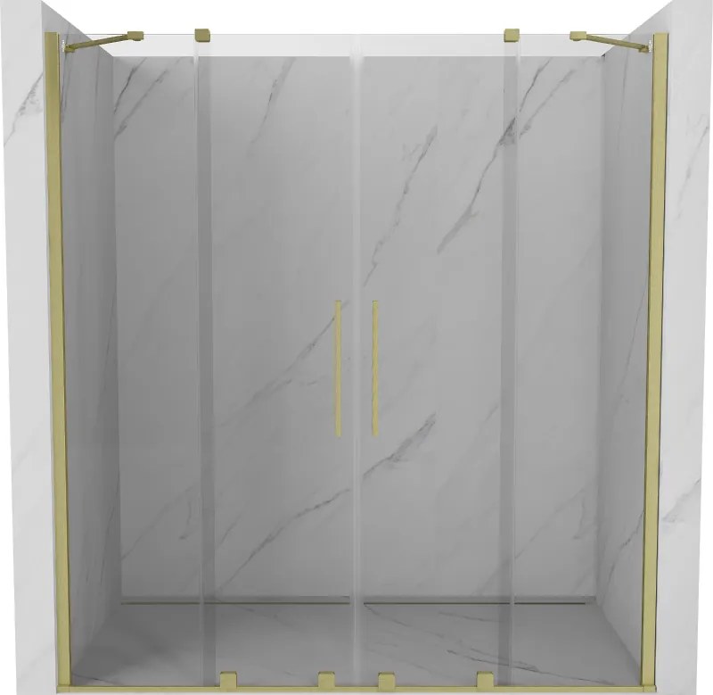 Mexen Velar Duo, posuvné dveře do otvoru 180x200 cm, 8mm čiré sklo, zlatá matná, 871-180-000-02-55