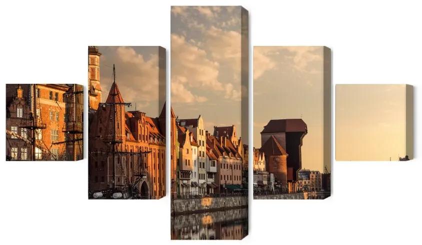 Vícedílný obraz Přístav Gdaňsk Při Západu Slunce Nedostatek Nedostatek Plátno Canvas 200x120