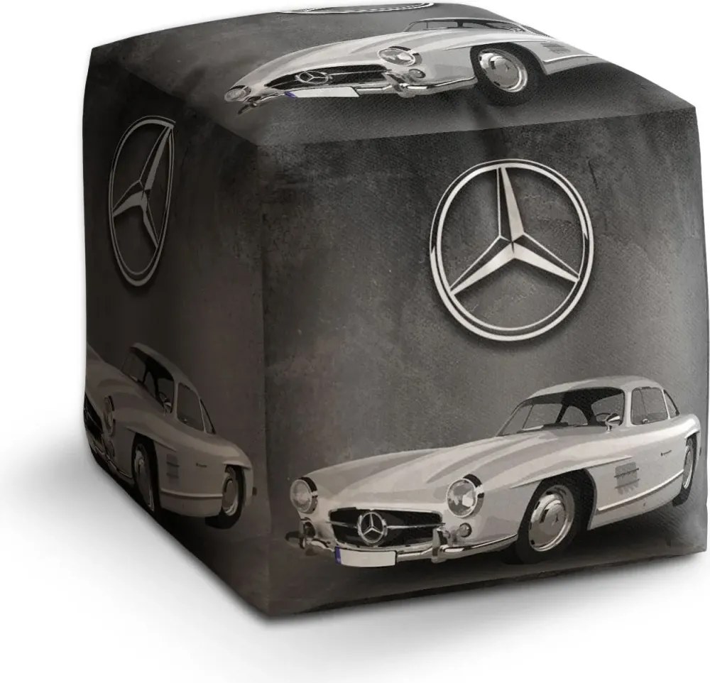 Sablio Taburet Cube Mercedes-Benz 300 SL Šedé pozadí - 50x50x50 cm