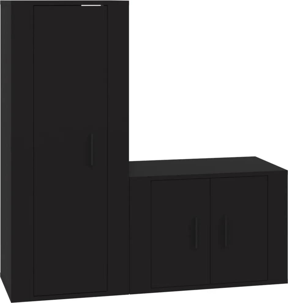 vidaXL 2dílný set TV skříněk kompozitní dřevo [3188719] Barva: Černá
