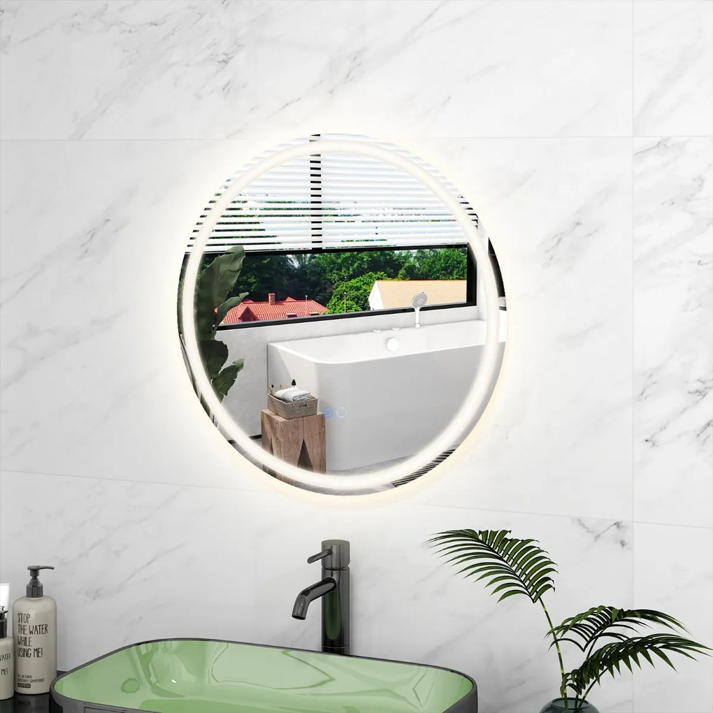 Costway Koupelnové zrcadlo LED s osvětlením 60 cm kulaté koupelnové zrcadlo