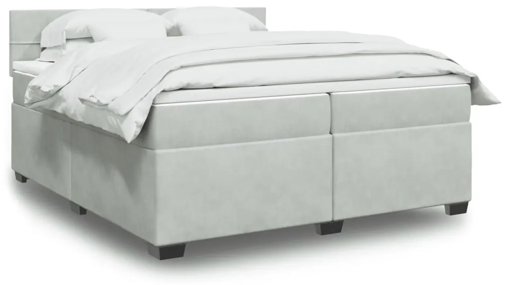 Box spring postel s matrací světle šedá 200x200 cm samet 3286402