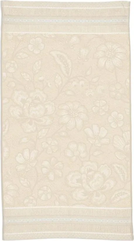 Pip Studio ručníky z bavlněného froté Jasmine Jacquard, pískové (Luxusní ručníky z bavlněného froté v designu Jasmine Jacquard v pískové barvě)