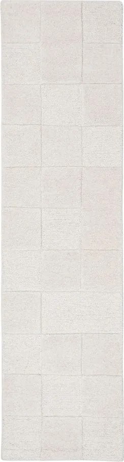 Slonovinový ručně tkaný vlněný běhoun 60x230 cm Checkerboard – Flair Rugs
