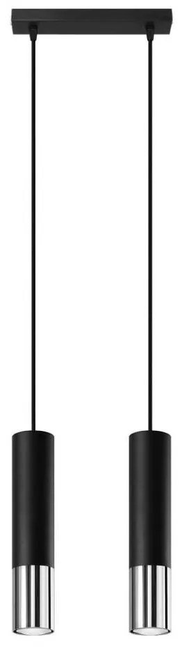 Sollux SL.0941 - Lustr na lanku LOOPEZ 2xGU10/10W/230V černá/chrom