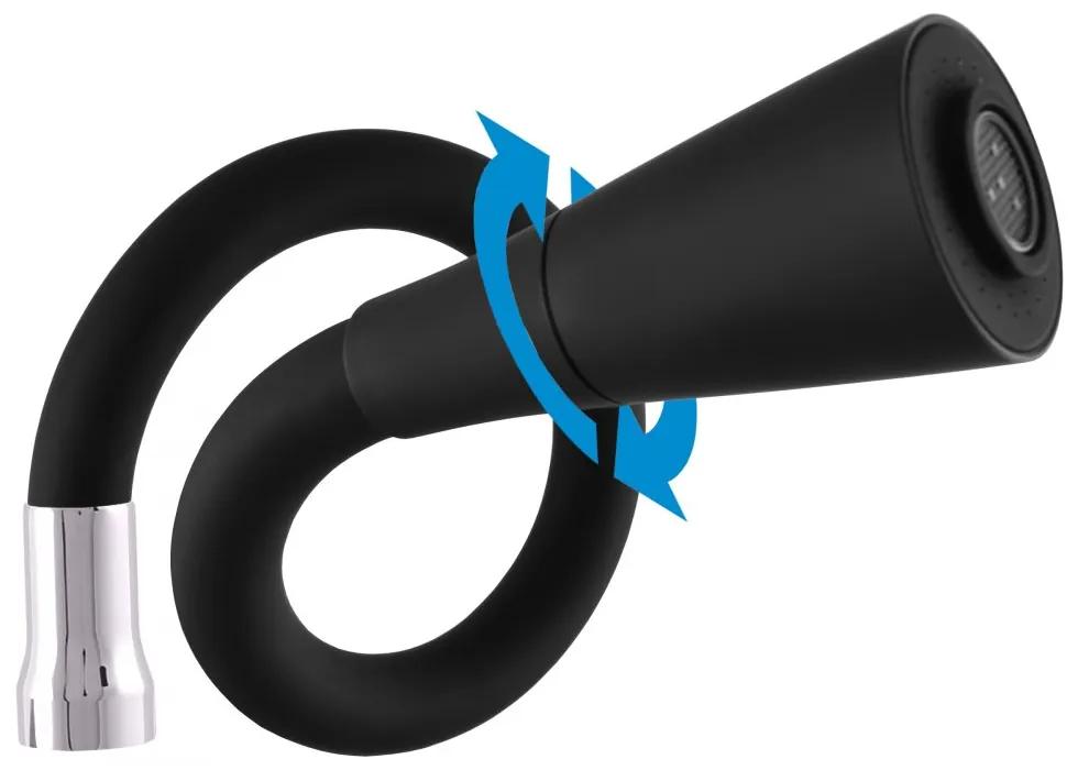 Arttec Vodovodní baterie dřezová s flexibilním ramínkem se sprchou COLORADO, Barva: chrom/černá, Rozměr: 150 mm CO102.5/13