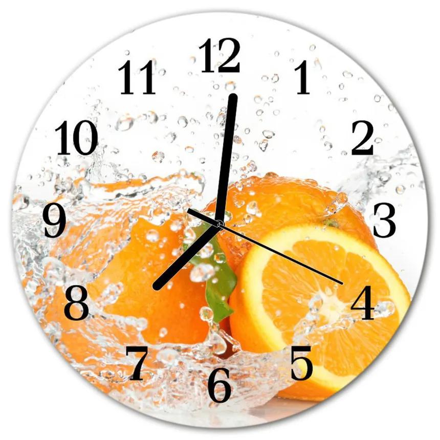 Skleněné hodiny kulaté pomeranče