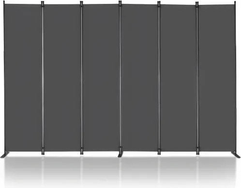 Pokojový dělič 6 panelů Látková zástěna pro ochranu soukromí v kancelářské – Šedá