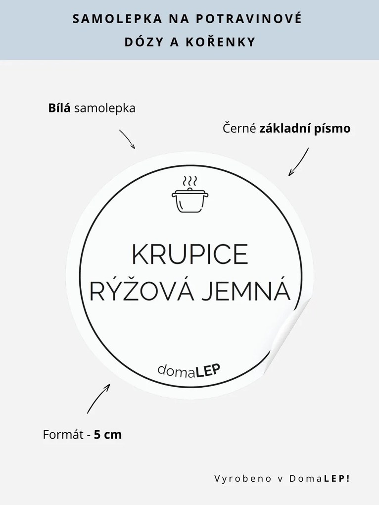 KRUPICE RÝŽOVÁ JEMNÁ - omyvatelná samolepka na dózu, výběr rozměrů Ø 5 cm / 5 x 5 cm / 6 x 8 cm | DomaLEP