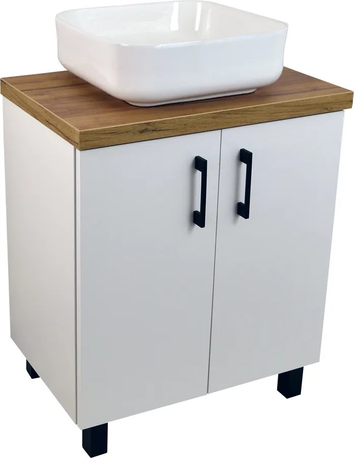 Comodo Koupelnová skříňka pod deskové umyvadlo ROSO W 60-HD - bílá/zlatý dub
