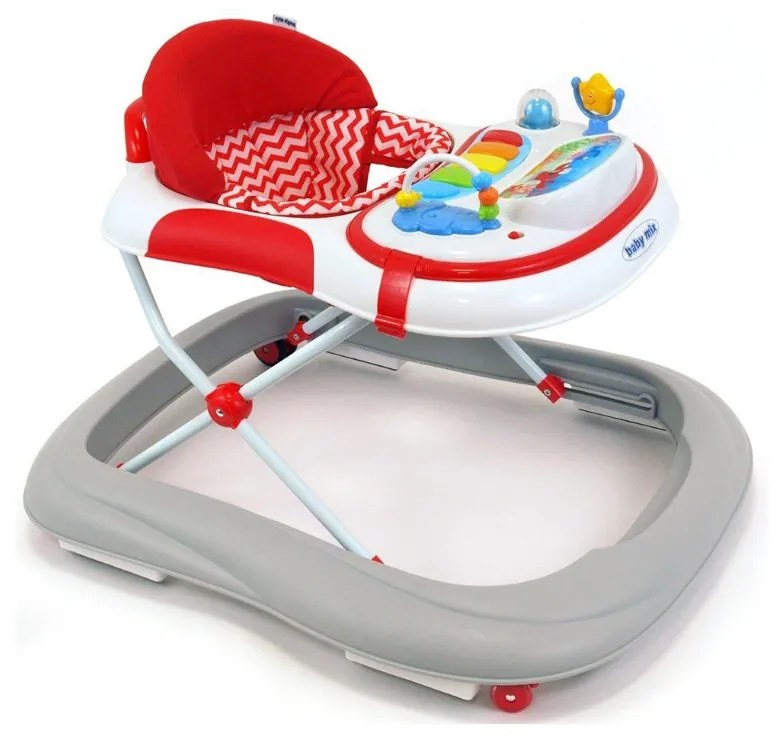 Dětské chodítko Baby Mix se silikonovými kolečky grey-red