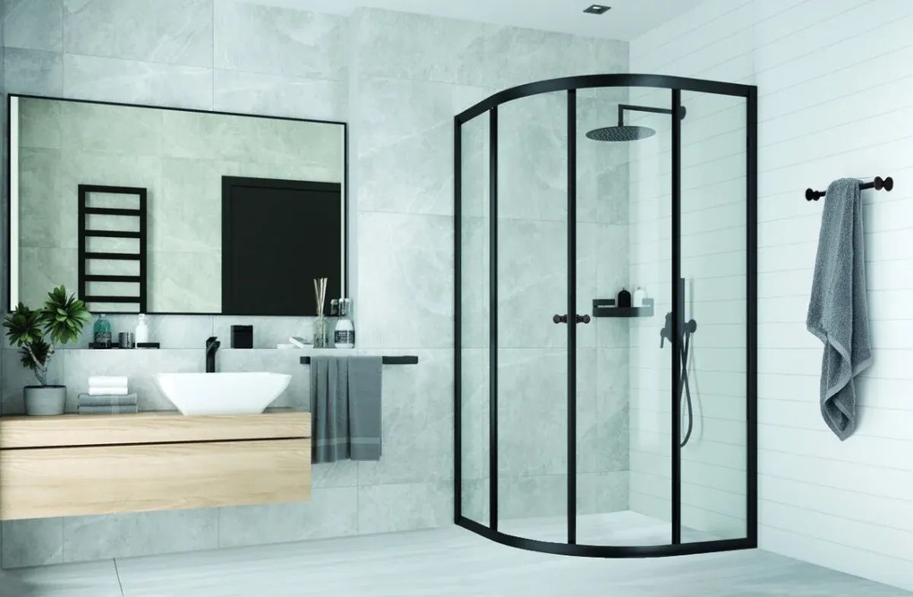 POINT BLACK 90x90 Clear Čtvrtkruhová sprchová zástěna