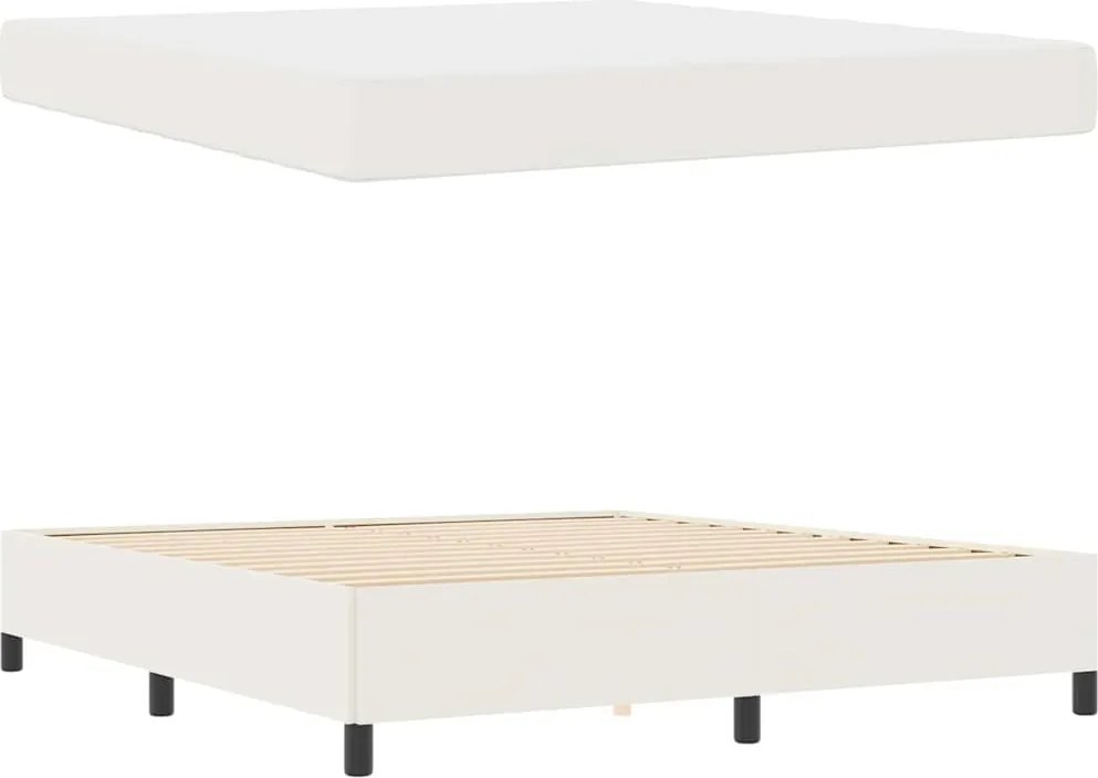 Rám postele s matrací Krémová 180 x 200 cm textil 3399137