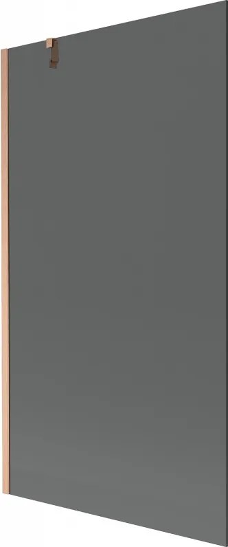 Mexen Next, 1-křídlová vanová zástěna 100 x 150 cm, 6mm šedé sklo, měděná matná, 895-100-000-00-40-65