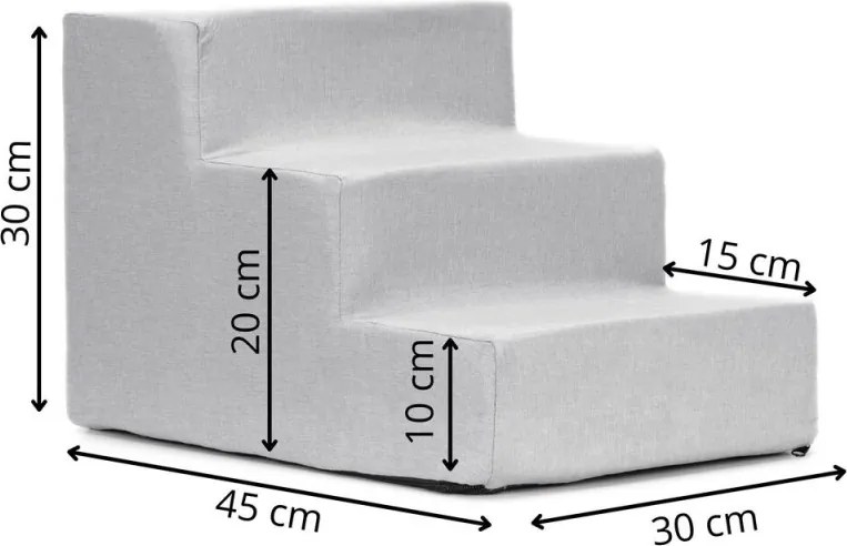Schůdky pro psa 45x30x30 cm SPRINGOS PA0338 světle šedé