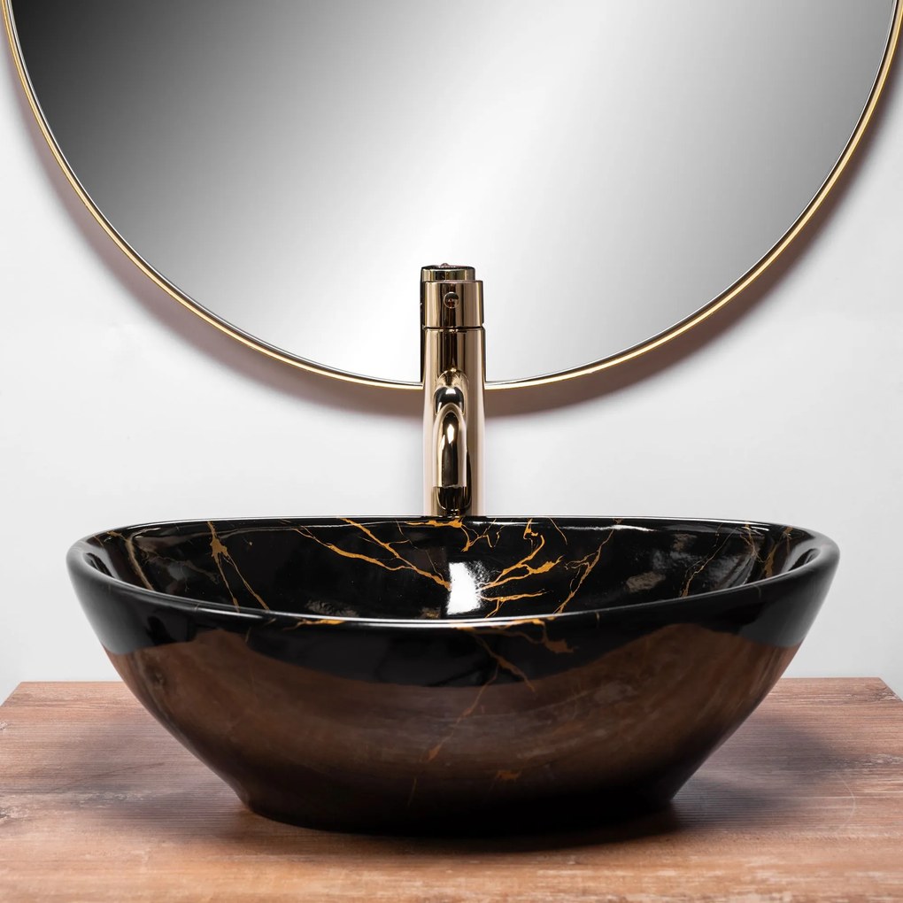 Rea Sofia Marble umyvadlo, 41 x 35 cm, černá-vzor, REA-U5611