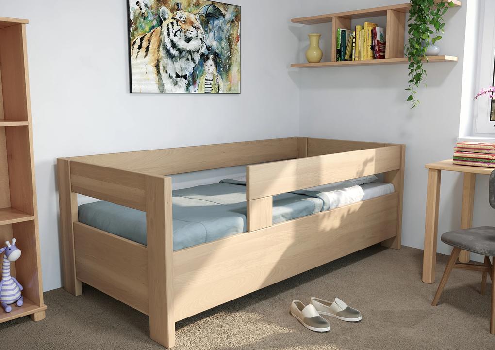 Buková postel Ela se dvěma opěrkami a úložným prostorem
