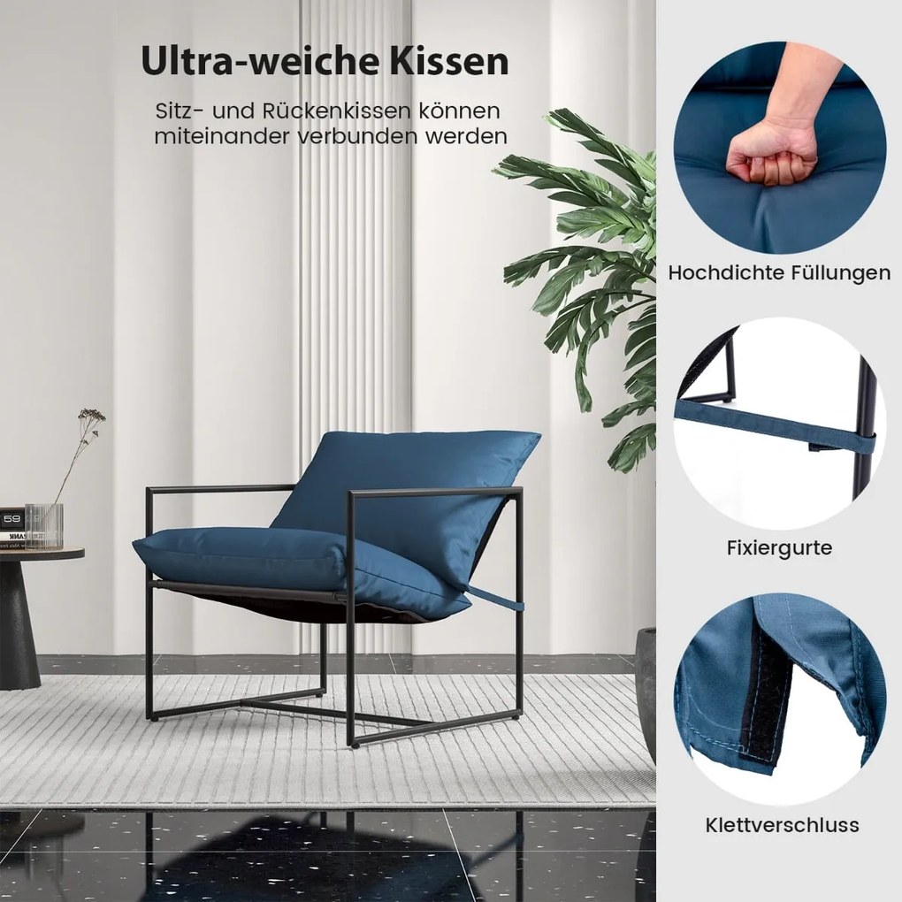 Costway Sada 2 křesel Sling Accent se sedákem a opěradlem a kovovým rámem