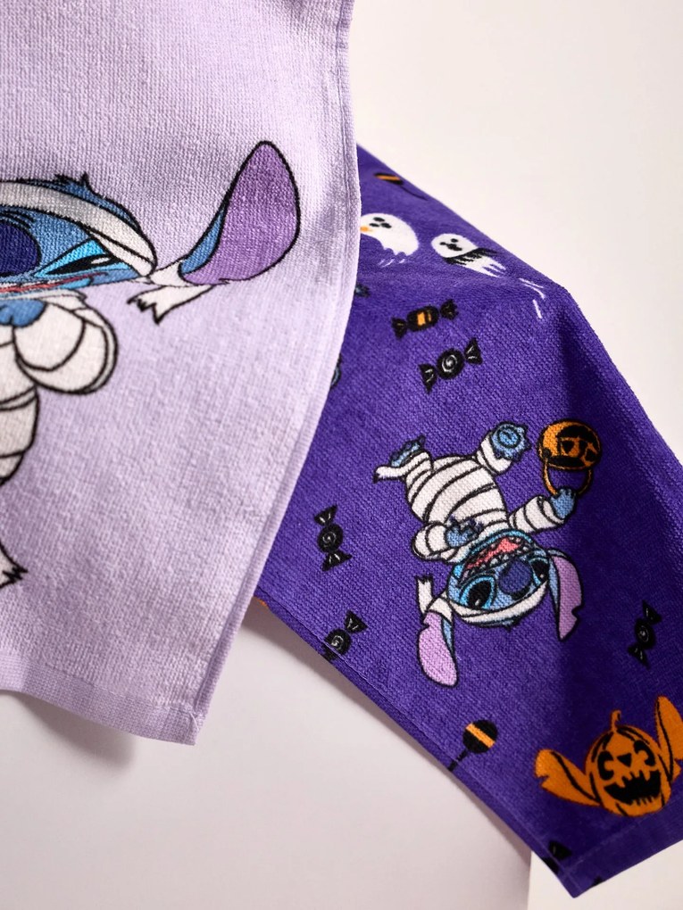 Sinsay - Sada bavlněných ručníků na ruce s halloweenským motivem 2 pack Stitch - fialová