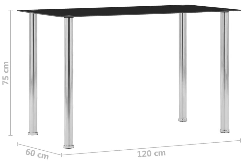 vidaXL Marketos Jídelní stůl černý 120 x 60 x 75 cm tvrzené sklo