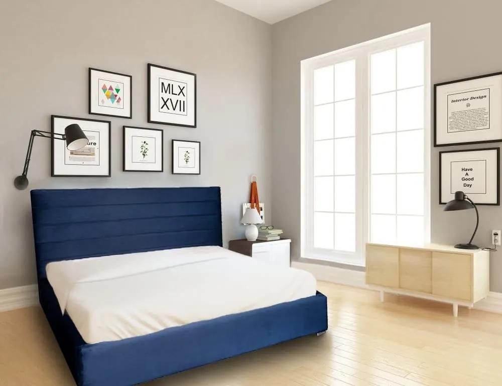 DB nábytek Postel Dream s kovovým rámem modrá 200 x 140 cm
