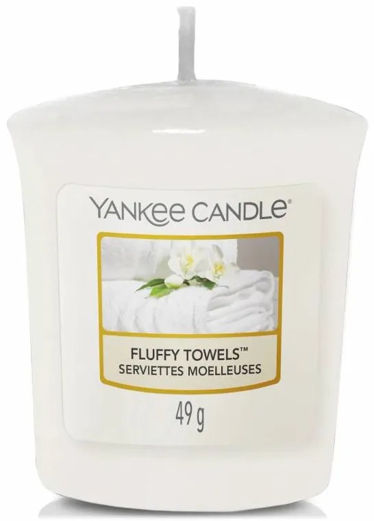 Yankee Candle – votivní svíčka Fluffy Towels (Nadýchané osušky), 49 g