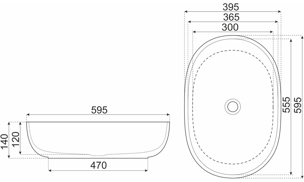 Novoterm Keramické umyvadlo na desku NV-KR-374