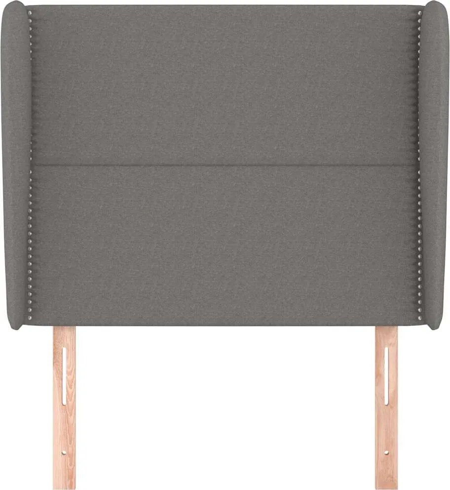 Čelo postele typu ušák tmavě šedé 103x23x118/128 cm textil 3117807