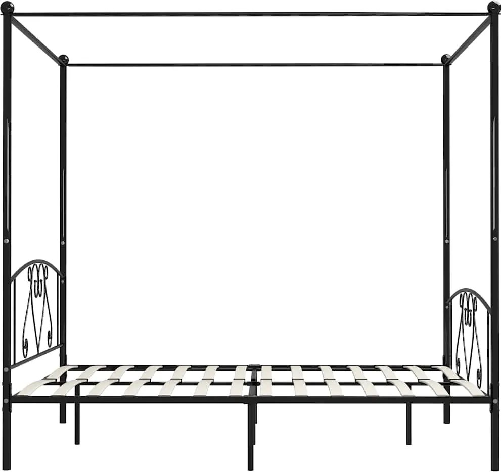 Rám postele s nebesy černý kovový 180 x 200 cm 284438