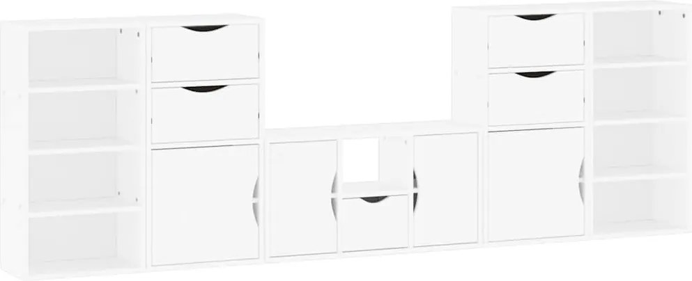 5 kusů TV skříněk s úložným prostorem bílá Borovicový masiv 3365377