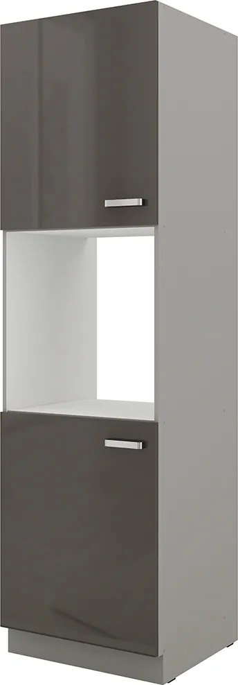 GREY gr | vysoká skříňka 60 DP-210 2F na vestavnou troubu | 60 cm | světle šedá/tmavě šedá lesk
