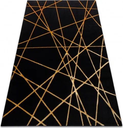 Kusový koberec Gloss 406C 86 geometric black/gold, 280x370, čierna, chodba / predsieň, Dywany Łuszczów