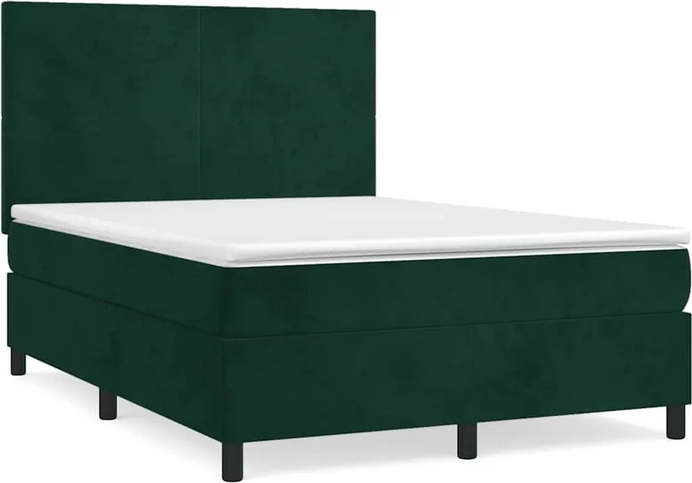 Box spring postel s matrací tmavě zelená 140x200 cm samet 3142908