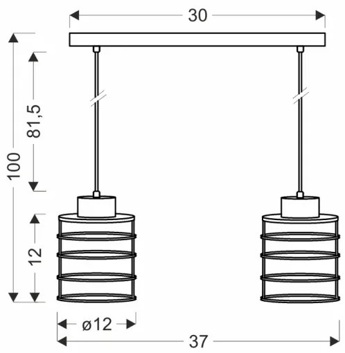 Lustr na lanku GLOB 2xE27/40W/230V černá