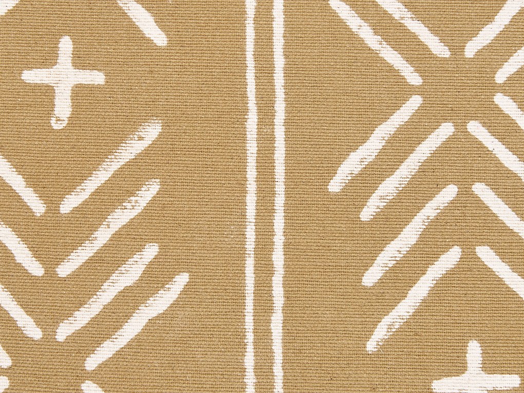 Bavlněný polštář s geometrickým vzorem 45 x 45 cm béžový/bílý BANYAN Beliani
