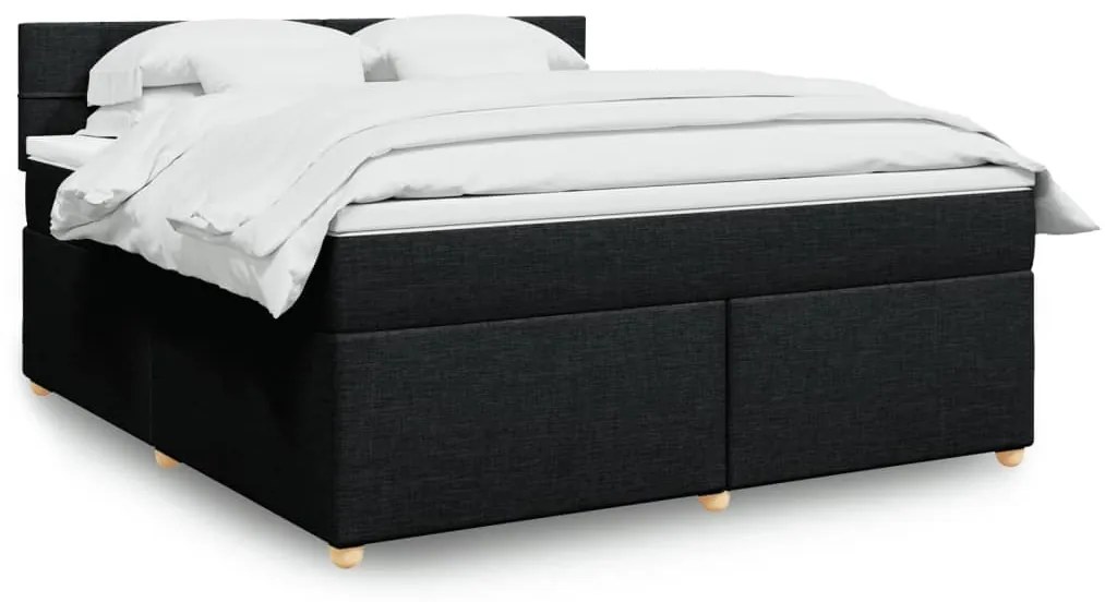Box spring postel s matrací černá 180x200 cm textil 3286761
