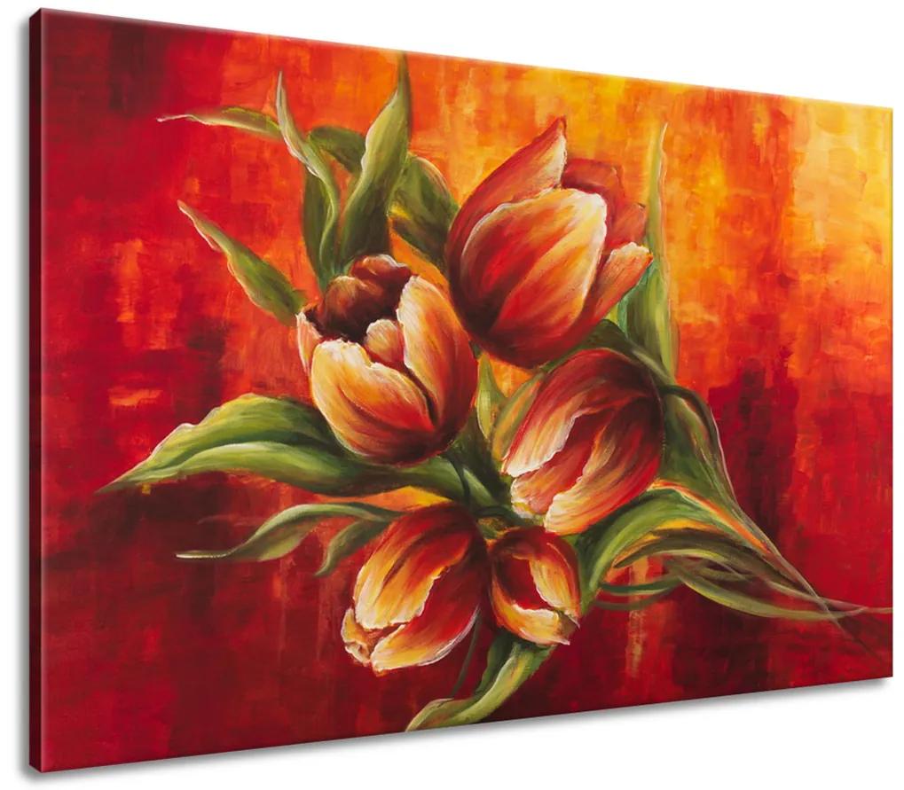 Gario Ručně malovaný obraz Abstraktní tulipány Rozměry: 120 x 80 cm