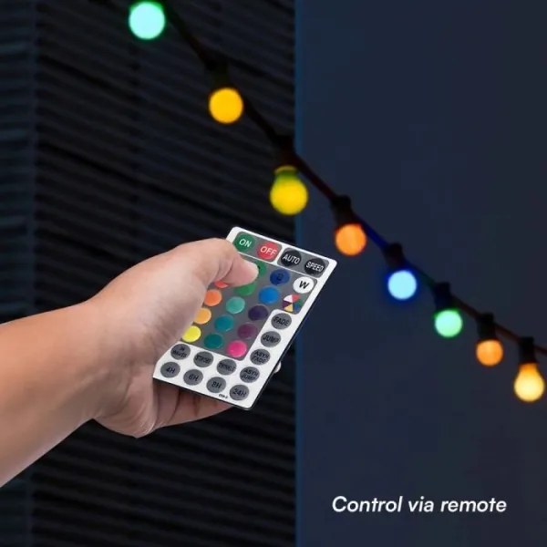 LED RGB Venkovní řetěz STRING 13 m 15xLED/0,5W/230V IP44