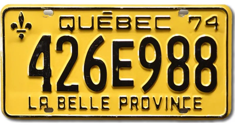 Kanadská SPZ Quebec 1974 Yellow 426E988