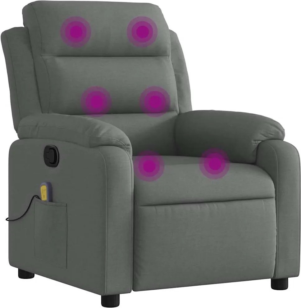 Masážní křeslo s polohovacím mechanismem, tmavě šedé, látkové 3206141