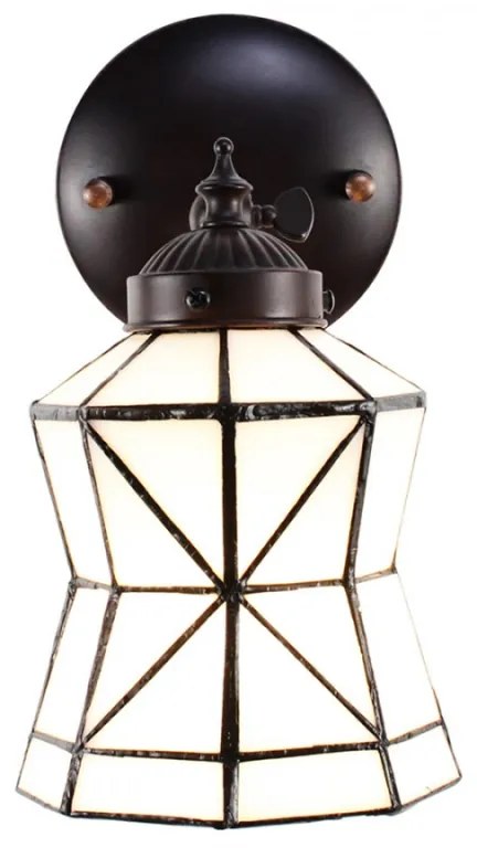 Bílá nástěnná tiffany lampa Cecilius – 17x12x23 cm