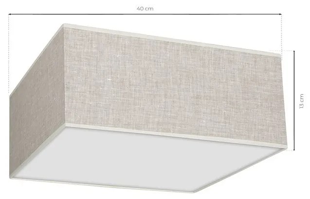 Stropní svítidlo Lino Square, 1x lněné stínítko, (bílé plexisklo), (40cm)