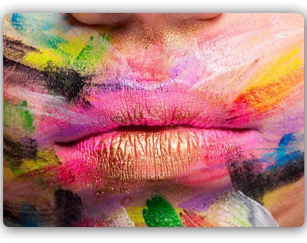 CARO Kovový obraz - Colorful Lips 2 60x40 cm