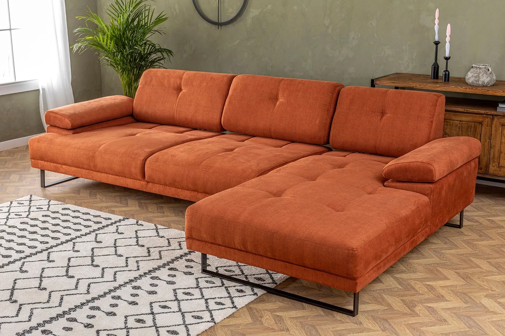 Hanah Home Třímístná pohovka MUSTANG oranžová pravá 560ARE1214