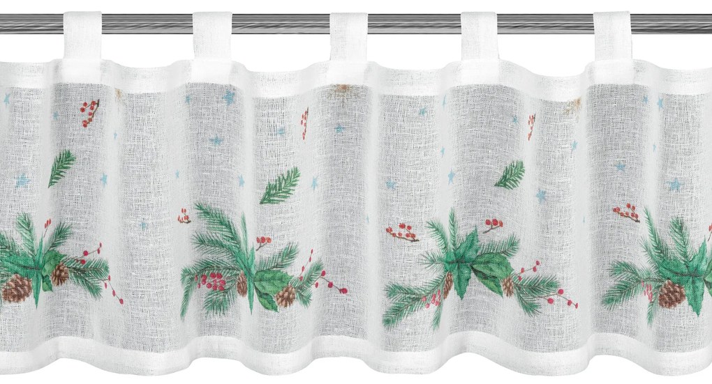 EUROFIRANY KRÁTKÁ VÁNOČNÍ ZÁCLONA NA POUTKÁCH XMAS1 30X150 CM VZOROVANÁ